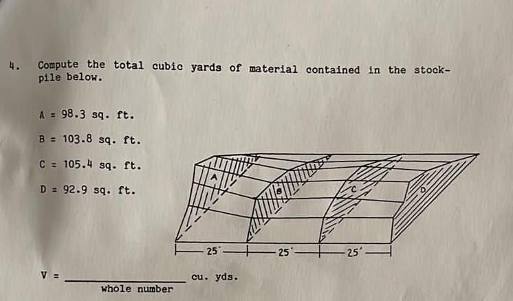 Solved Compute the total cubic yards of material contained | Chegg.com