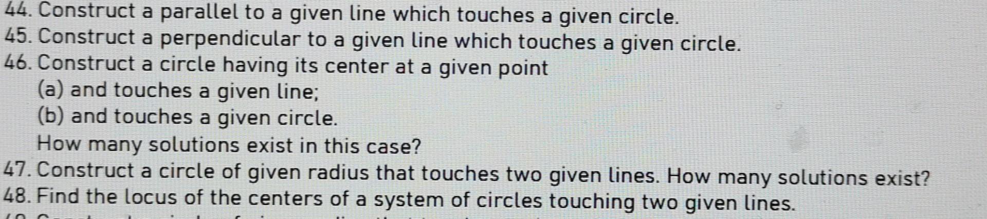 Solved 44. Construct a parallel to a given line which | Chegg.com