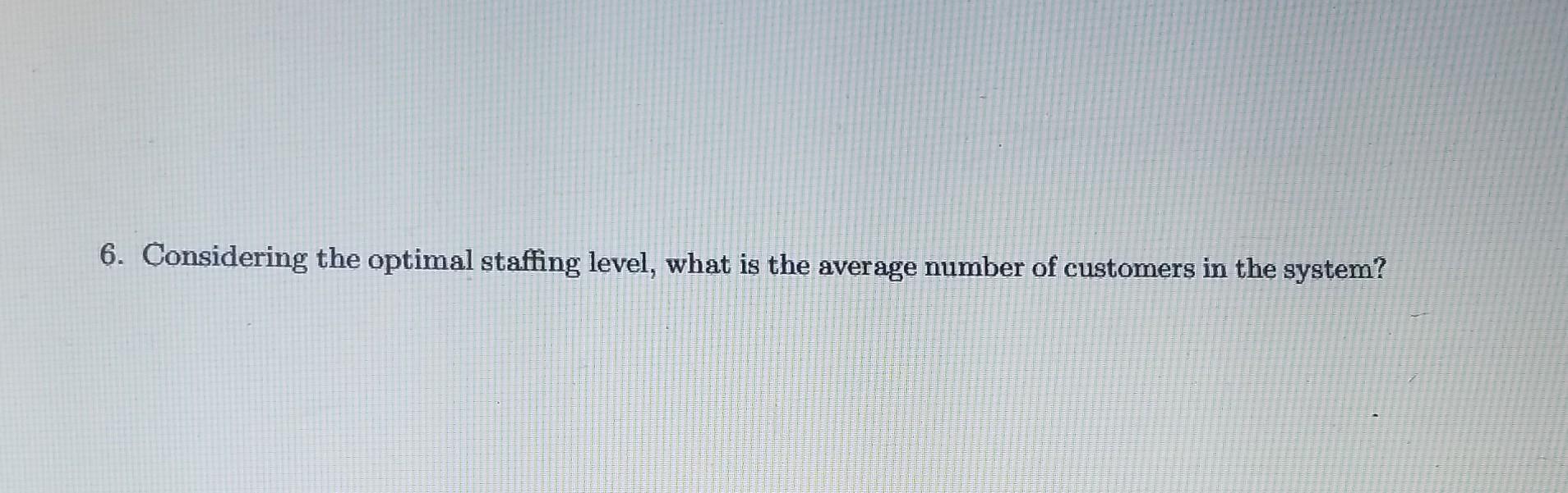 Solved 6. Considering the optimal staffing level, what is | Chegg.com