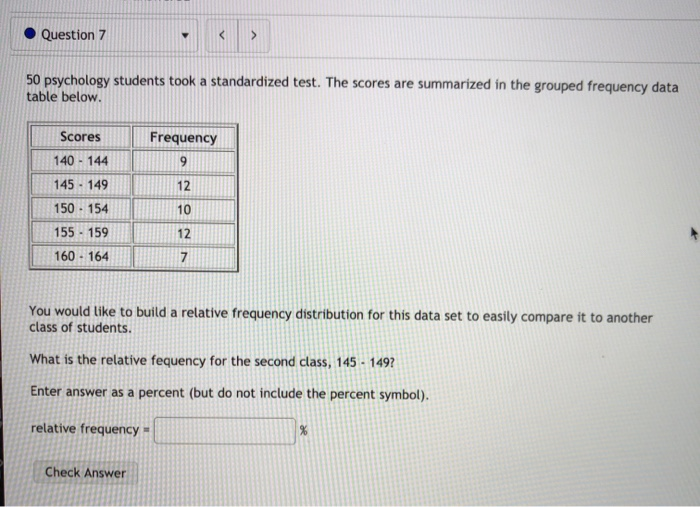 Solved Question 7 50 psychology students took a | Chegg.com