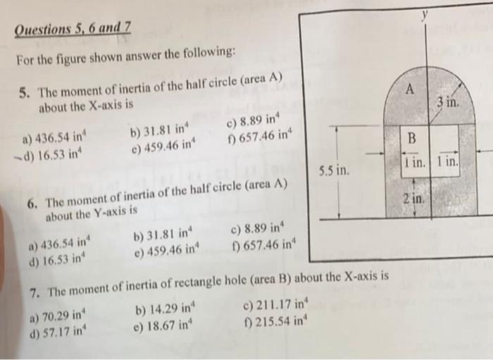 Solved 5. The moment of inertia of the half circle (area A) | Chegg.com