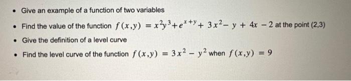 Solved - Give an example of a function of two variables - | Chegg.com