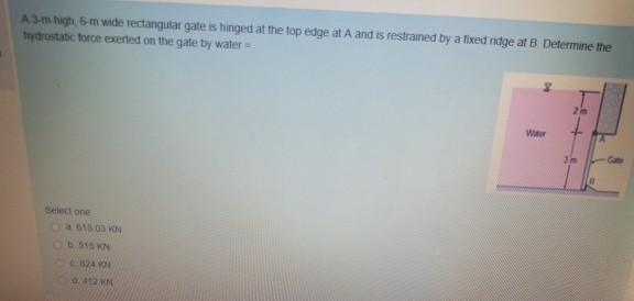 Solved A 3-m high, 6-m wide rectangular gate is hinged at | Chegg.com