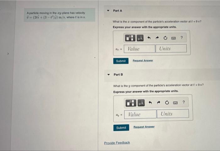 Solved Part A A particle moving in the xy-plane has velocity | Chegg.com