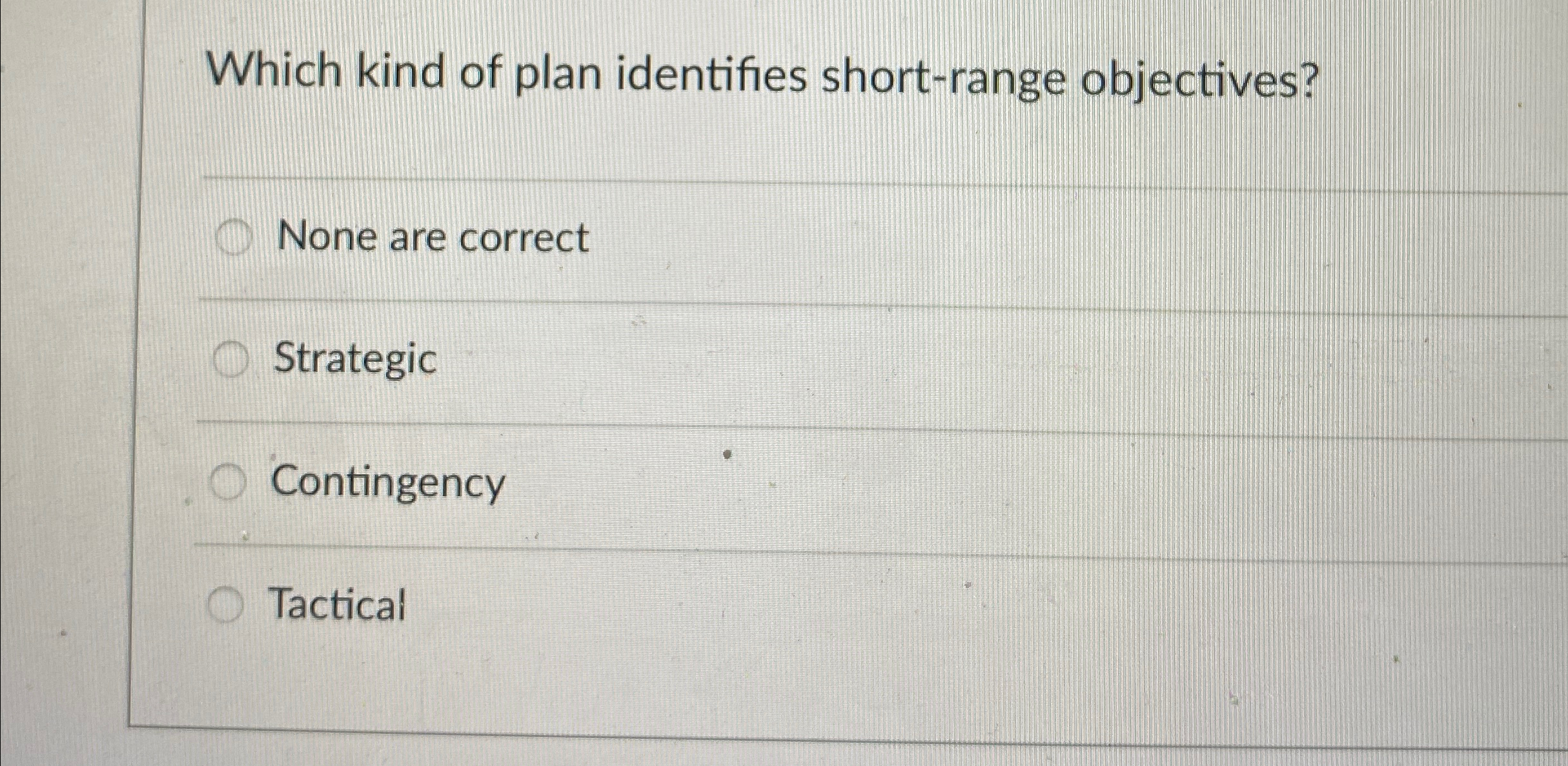 Solved Which kind of plan identifies short-range | Chegg.com