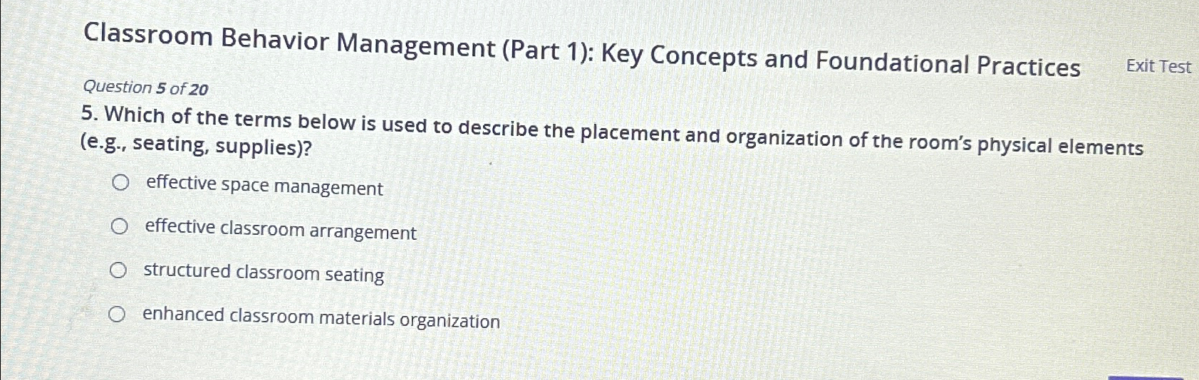 Solved Classroom Behavior Management (Part 1): Key Concepts | Chegg.com