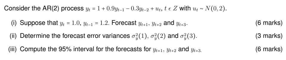Solved Consider the AR(2) process | Chegg.com