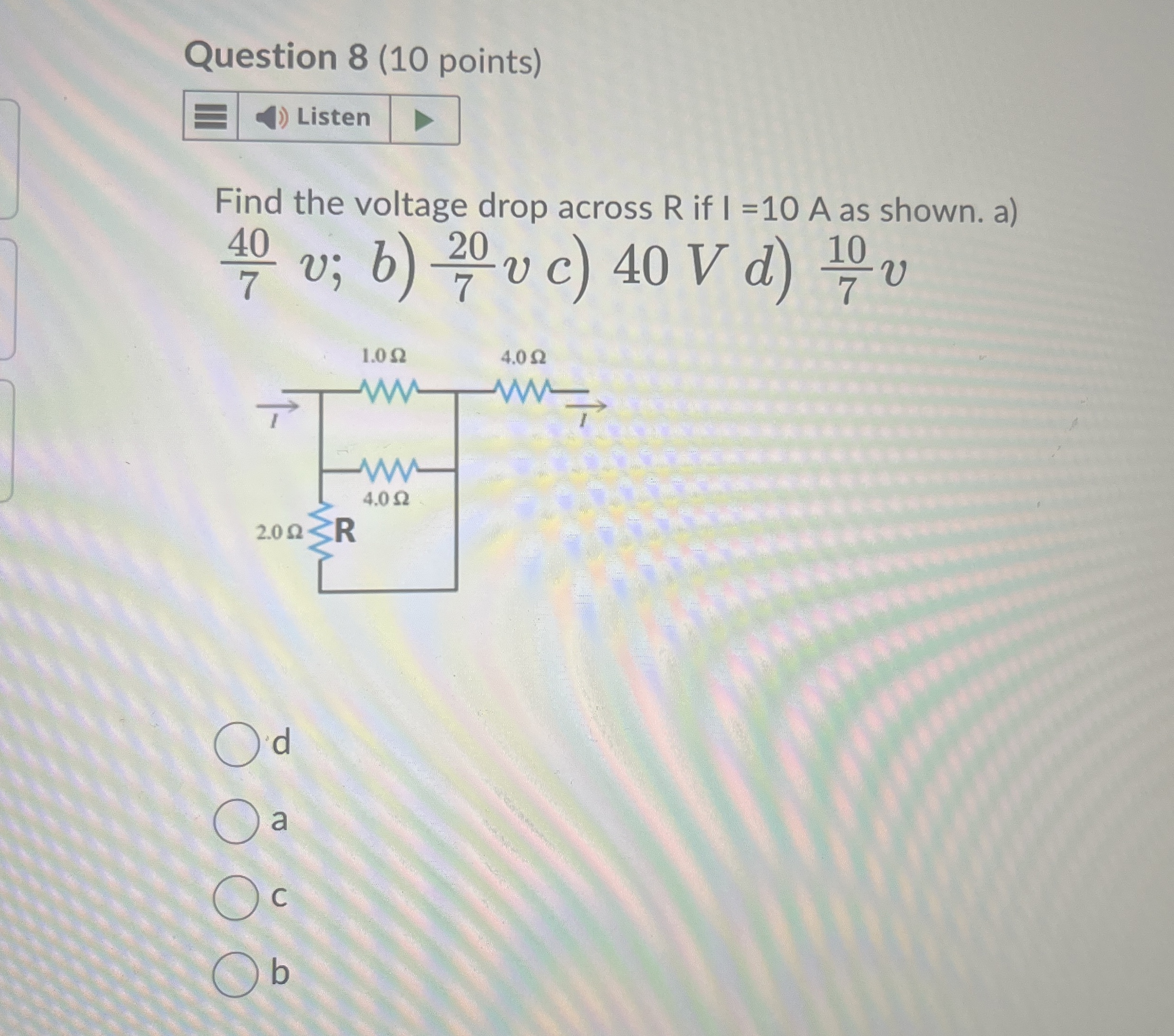 Solved Question 8 (10 ﻿points)Find the voltage drop across R | Chegg.com