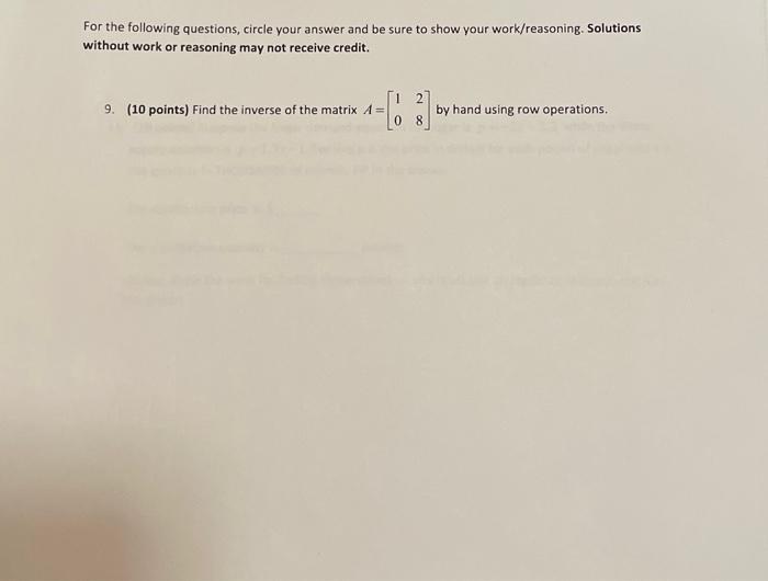 for the following questions, circle your answer, and | Chegg.com