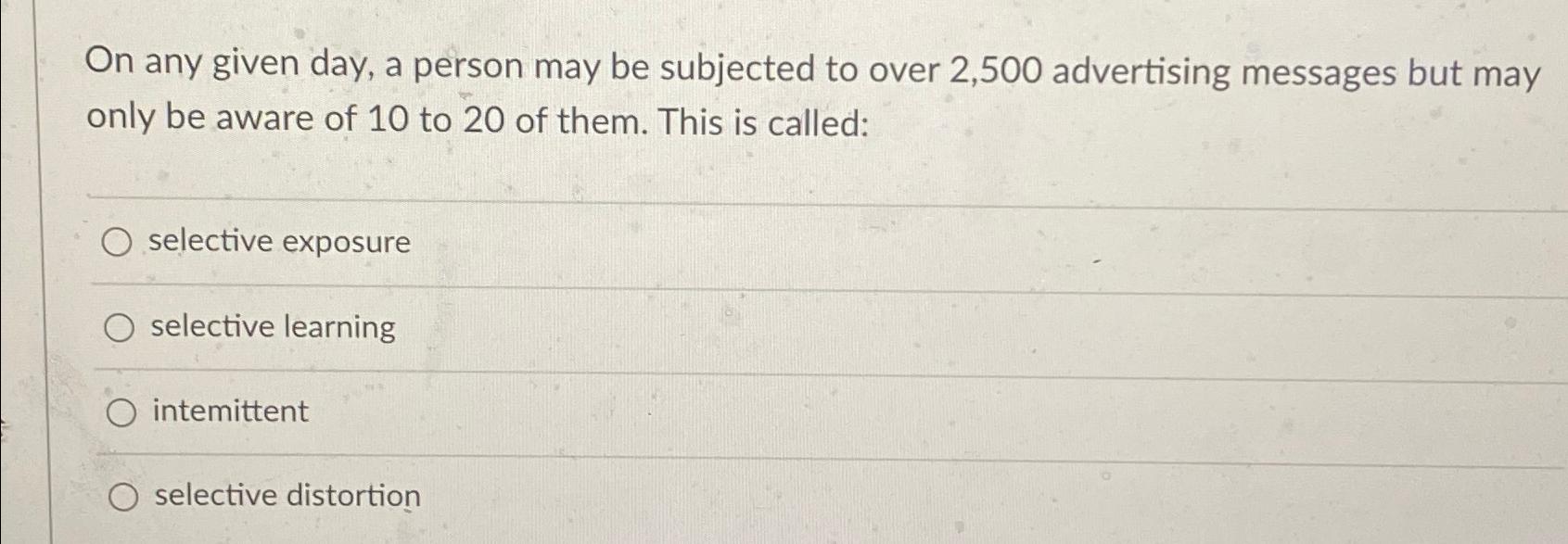 Solved On any given day, a person may be subjected to over | Chegg.com