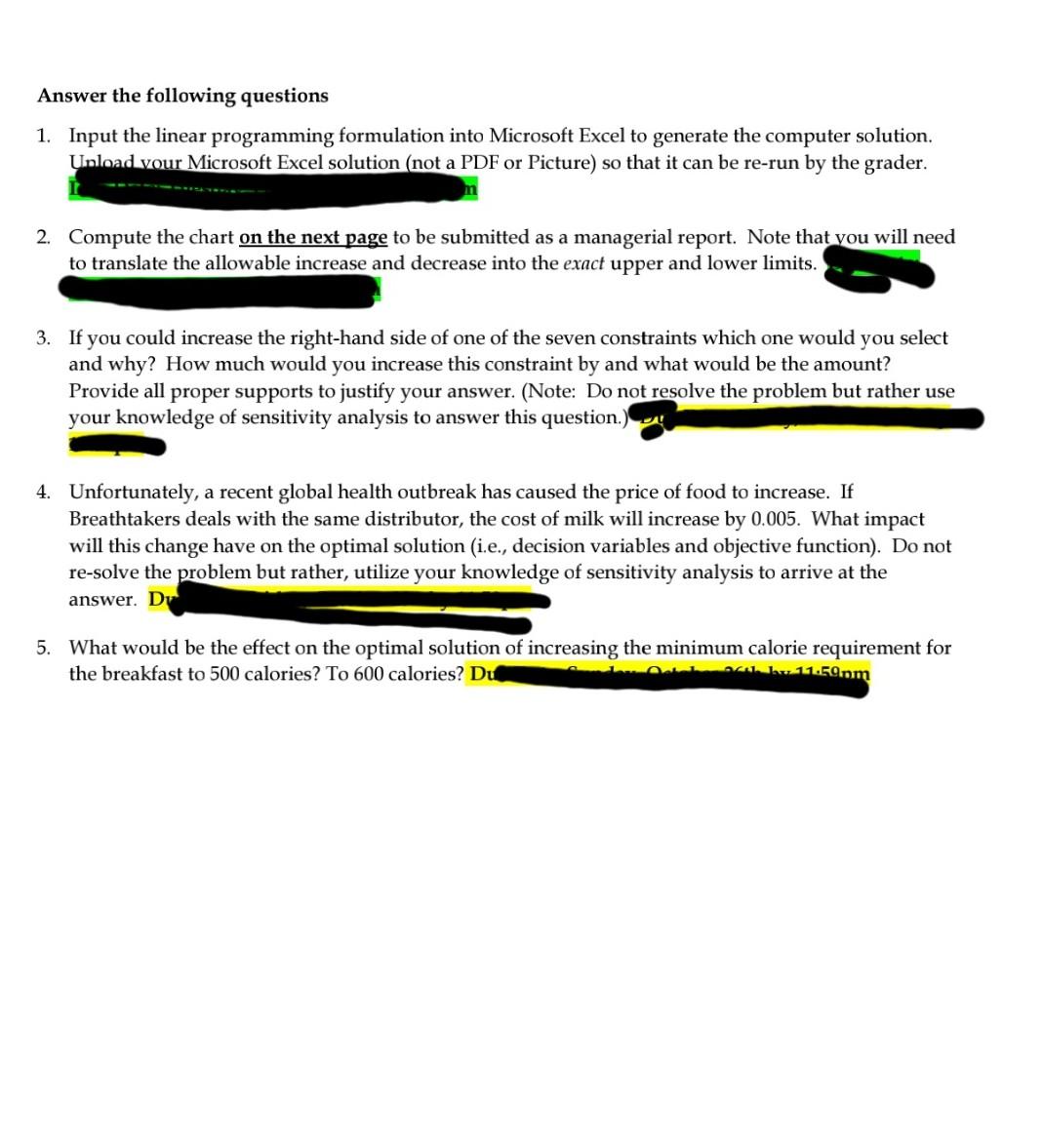 Solved A Diet Example Breathtakers, a health and fitness | Chegg.com