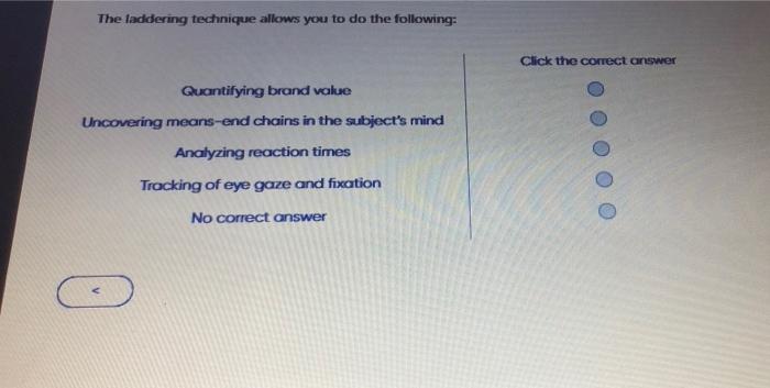 Solved The laddering technique allows you to do the | Chegg.com