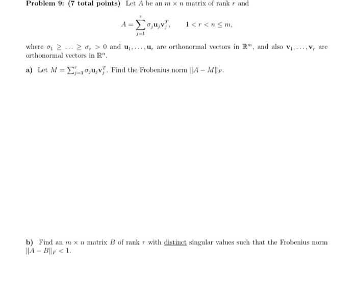 Solved Problem 9: (7 total points) Let A be an m x n matrix | Chegg.com