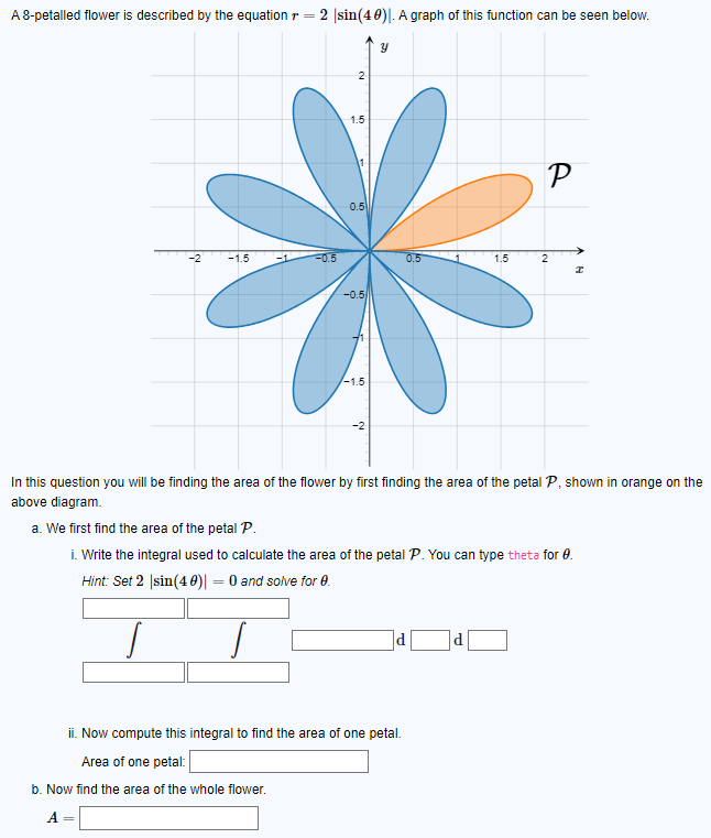 Solved A 8-petalled flower is described by the equation | Chegg.com