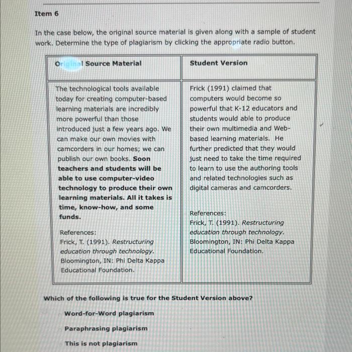 In the case below, the original source material is | Chegg.com