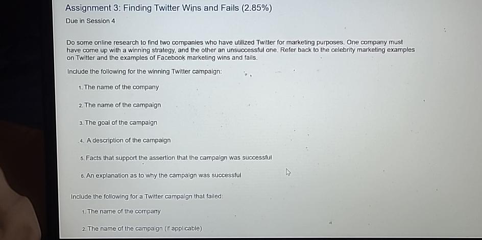 Solved Assignment 3: Finding Twitter Wins and Fails | Chegg.com