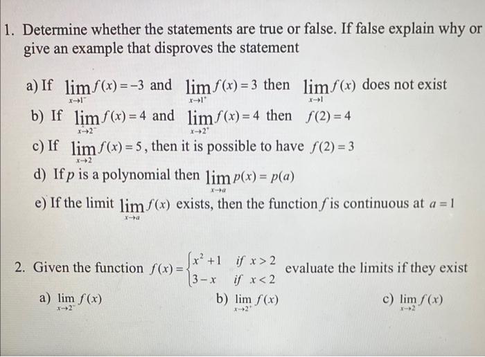 Solved Determine whether the statements are true or false. | Chegg.com