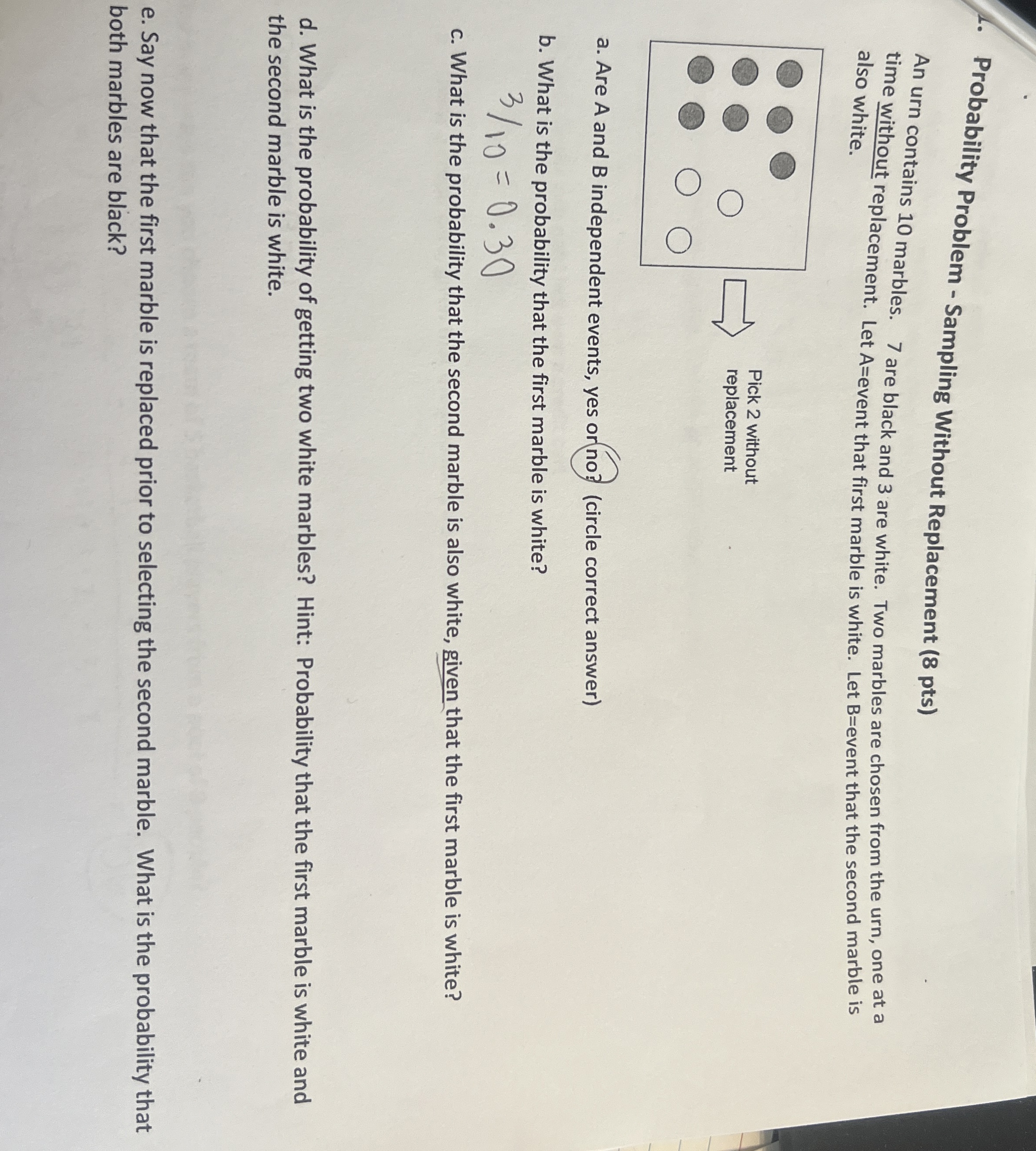 Solved Probability Problem - ﻿Sampling Without Replacement | Chegg.com