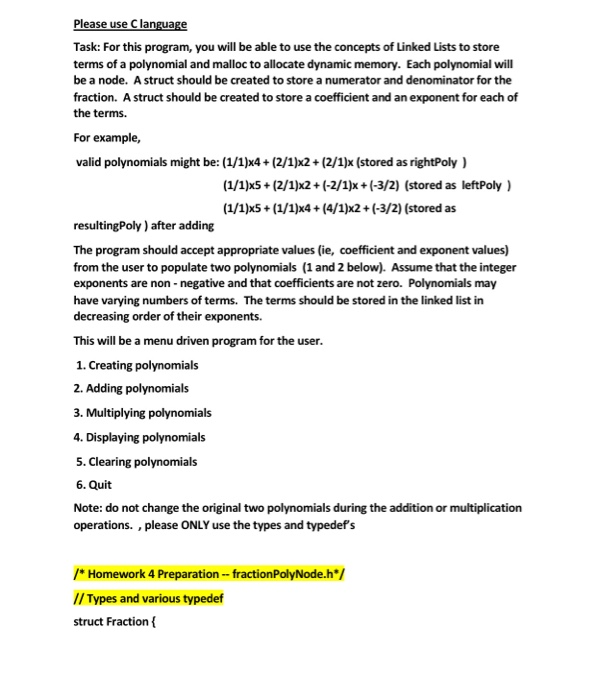 Solved Please Use Clanguage Task For This Program You Will