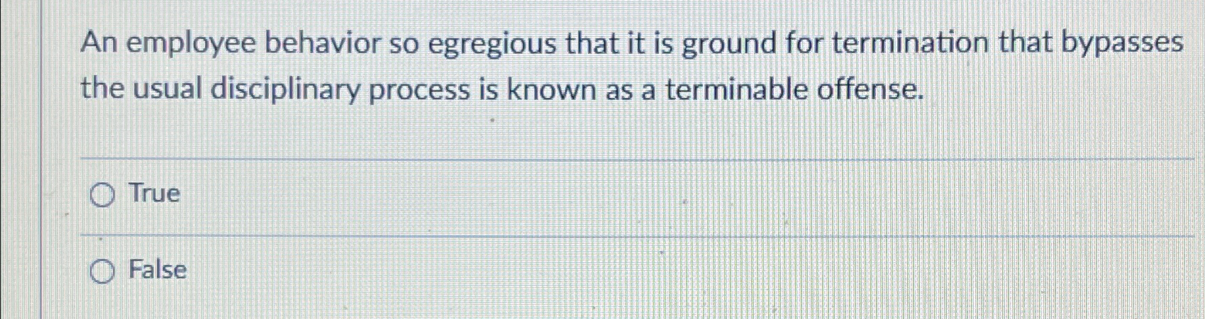 Solved An employee behavior so egregious that it is ground | Chegg.com