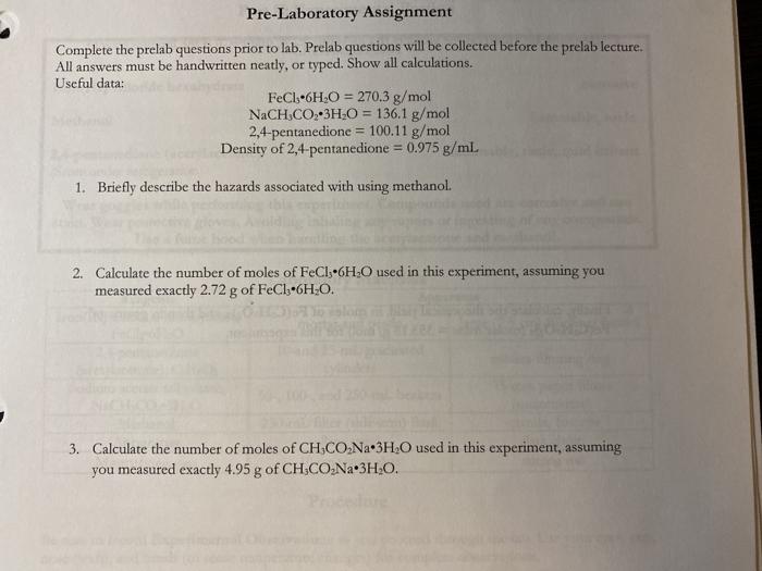 Solved Pre-Laboratory Assignment Complete the prelab | Chegg.com