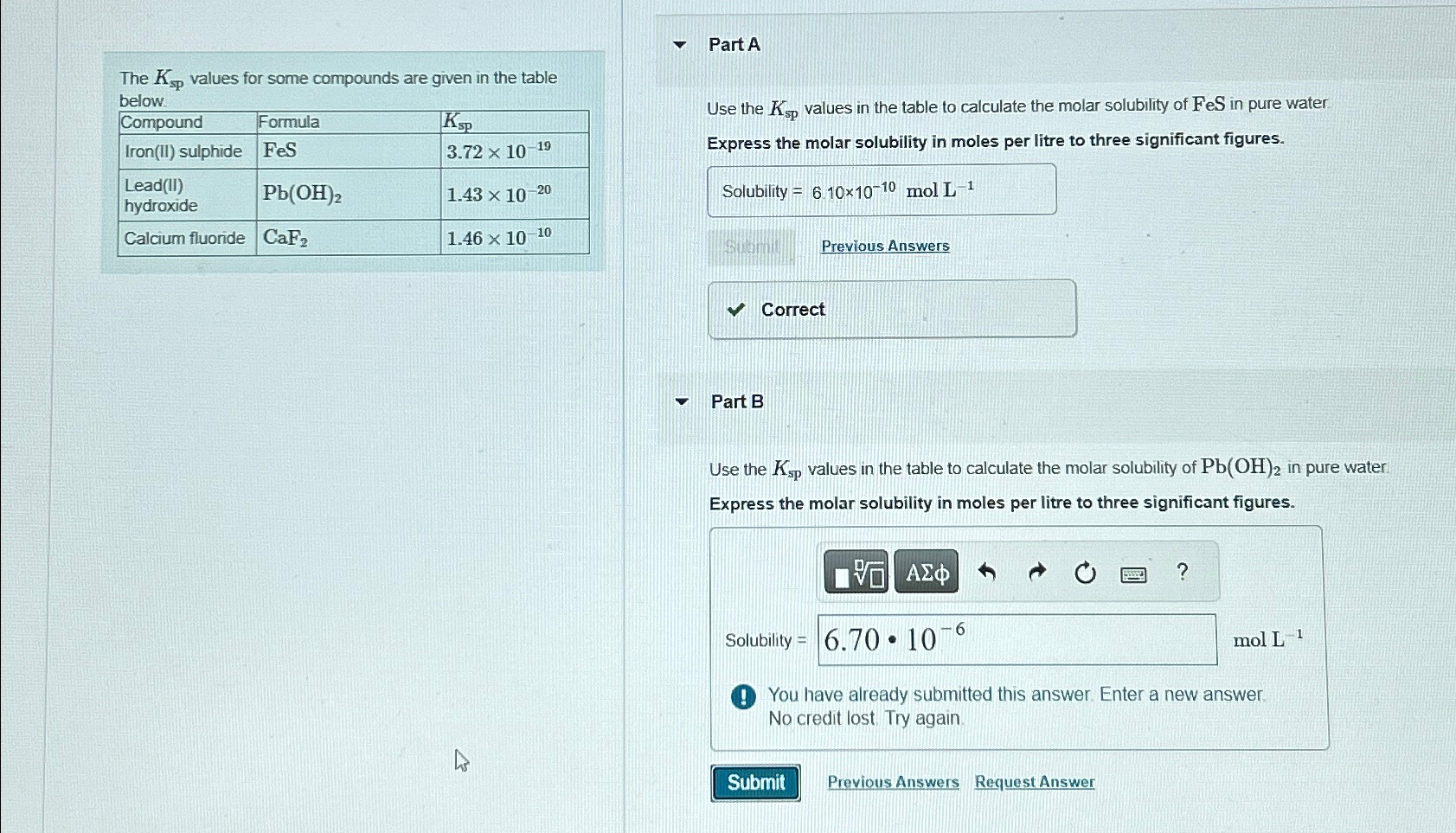 Solved The Ksp ﻿values for some compounds are given in the | Chegg.com