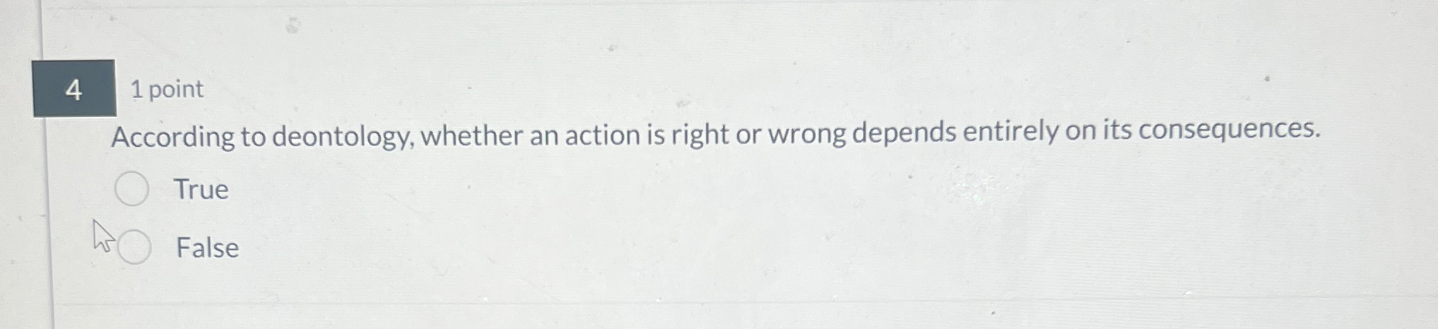 Solved 41 ﻿pointAccording to deontology, whether an action | Chegg.com