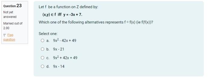 Solved Let f be a function on Z defined by: (x,y)∈f iff | Chegg.com
