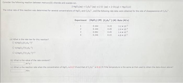 Solved Consider the following reaction between mercury(ti) | Chegg.com