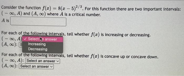 Solved Consider the function f(x)=8(x−5)2/3. For this | Chegg.com