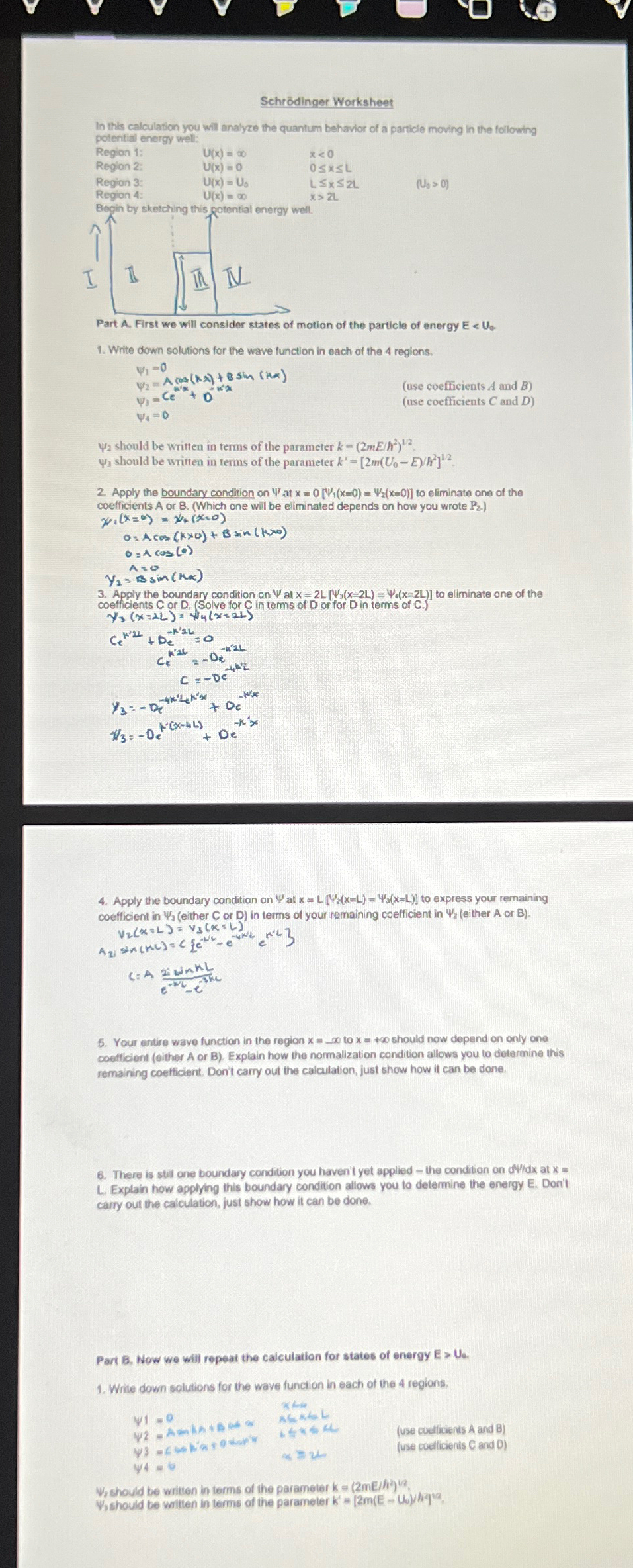 Schrödinger WorksheetIn thls calculation you will | Chegg.com