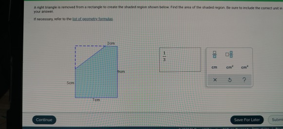 Solved A right triangle is removed from a rectangle to | Chegg.com
