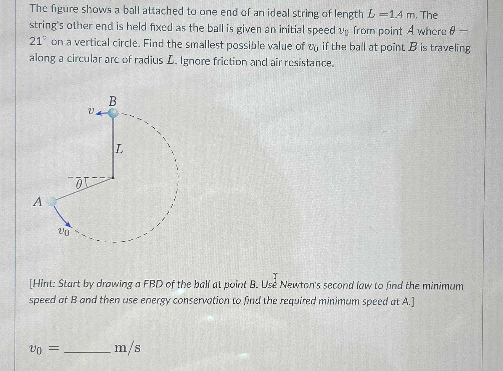 Solved The figure shows a ball attached to one end of an | Chegg.com