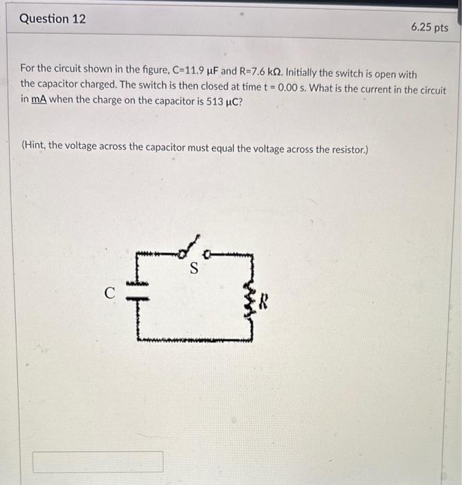 Solved For the circuit shown in the figure, C=11.9μF and | Chegg.com