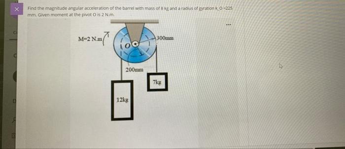 Solved х a Find the magnitude angular acceleration of the | Chegg.com