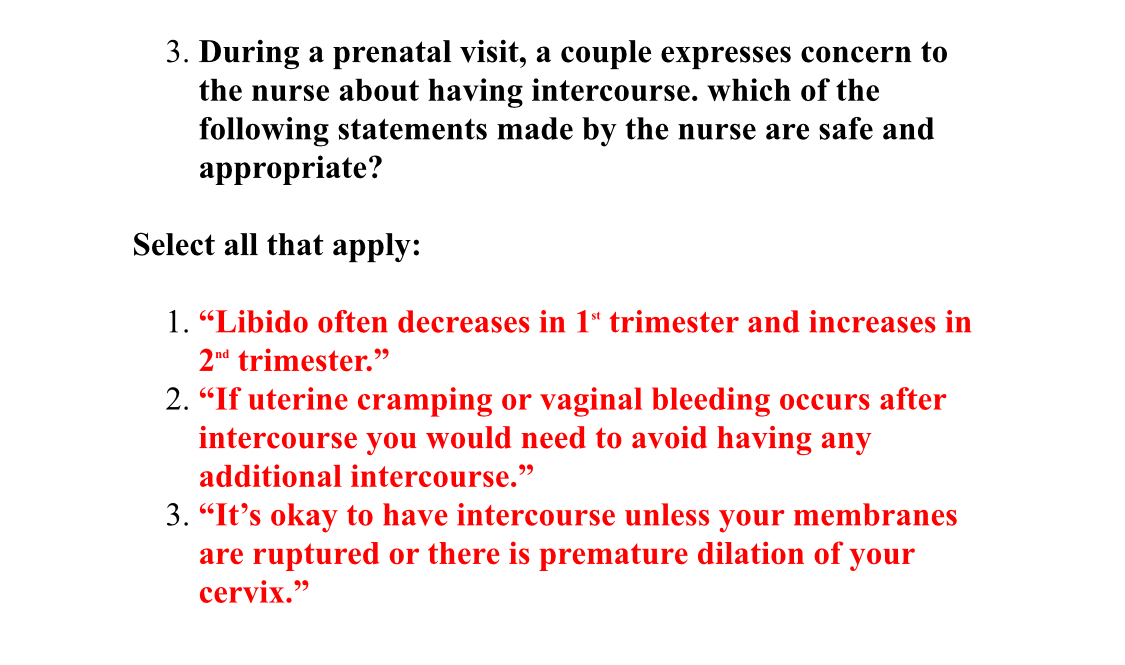Solved During a prenatal visit, a couple expresses concern | Chegg.com