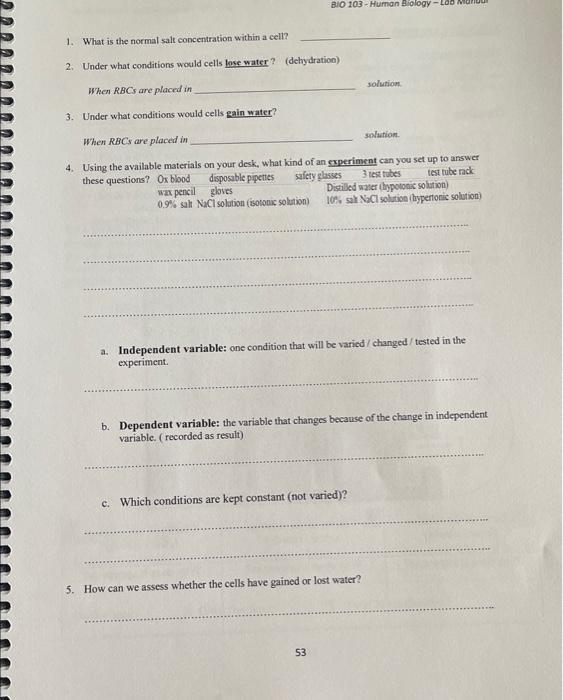 Solved BIO 103 - Human Biology-Lab Manual Activity 3: Living | Chegg.com