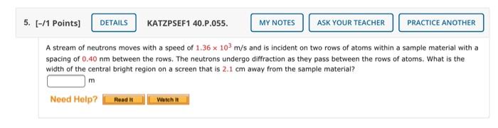 Solved 5. [-/1 Points) DETAILS KATZPSEF1 40.P.055. MY NOTES | Chegg.com Solved 5. [-/1 Points) DETAILS KATZPSEF1 40.P.055. MY NOTES | Chegg.com