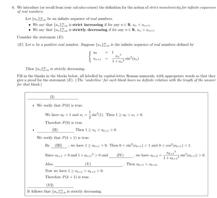 Solved 6. We introduce (or recall from your calculus course) | Chegg.com