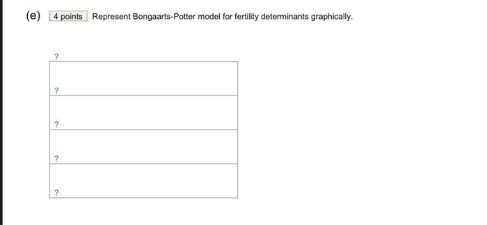 (e) 4 points Represent Bongaarts-Potter model for | Chegg.com