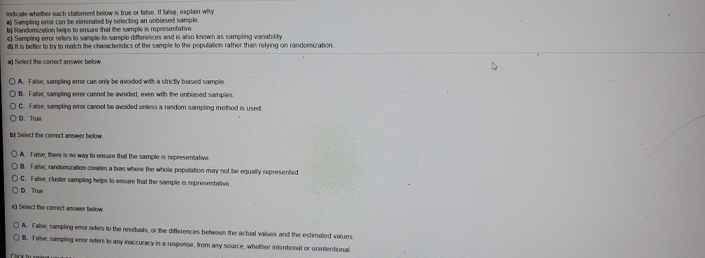 Solved Indicate whether each statement below is true or | Chegg.com