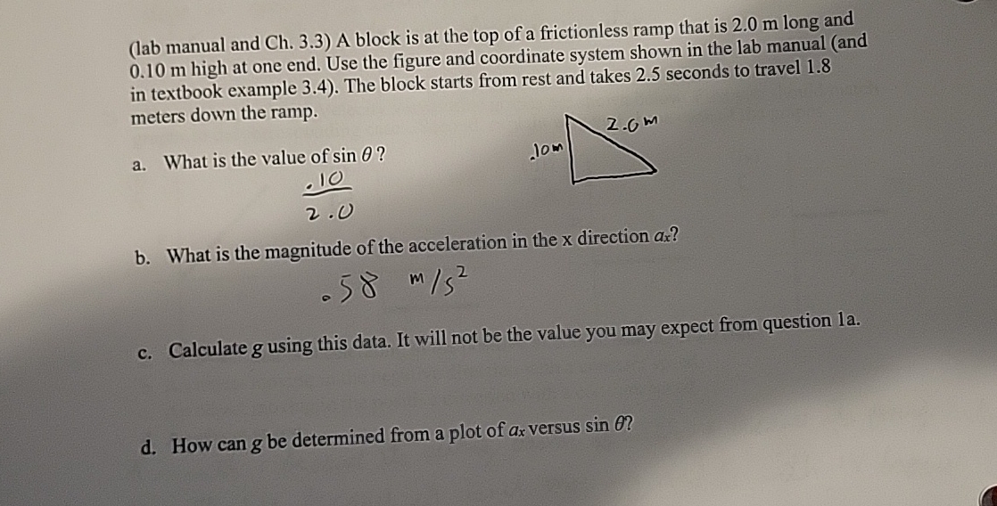 Solved (lab manual and Ch .3 .3 ) ﻿A block is at the top of | Chegg.com