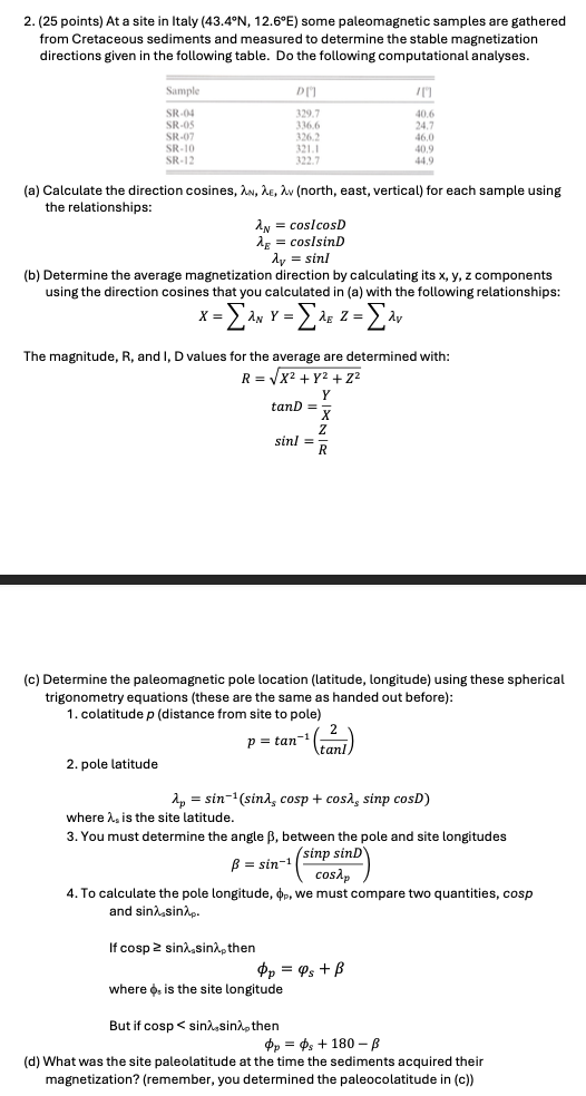 Solved At a site in Italy (43.4°N,12.6°E) ﻿some | Chegg.com