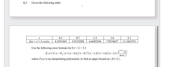 Solved Use the following error formula for 0.1