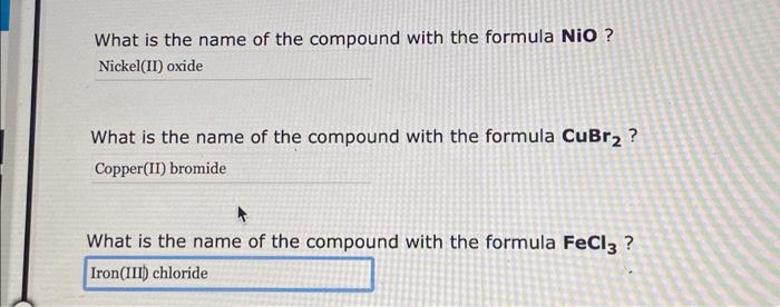 Solved What is the name of the compound with the formula | Chegg.com