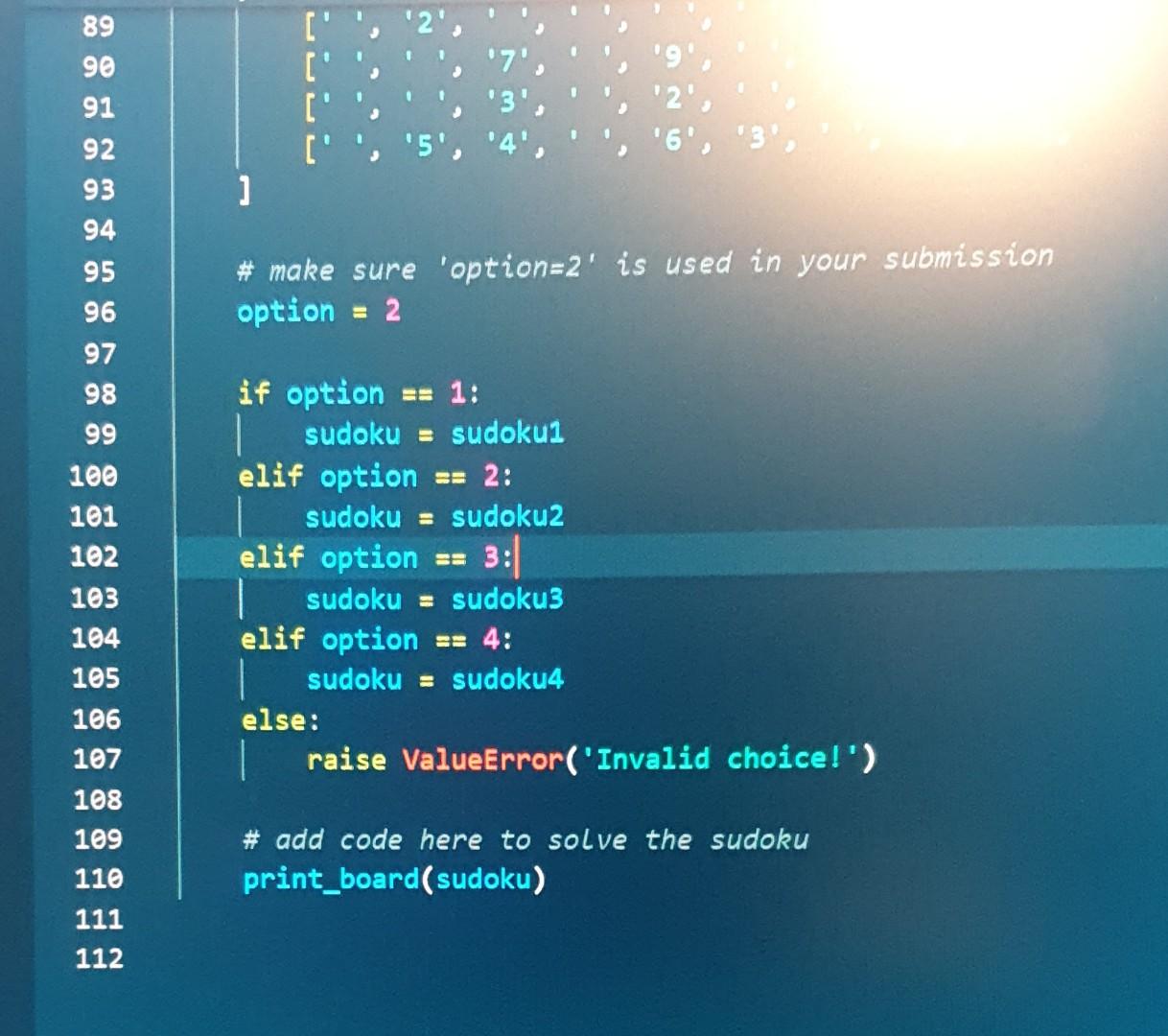 Solved c. > Users > Tryston > Downloads > o sudoku.py >… 1 # | Chegg.com