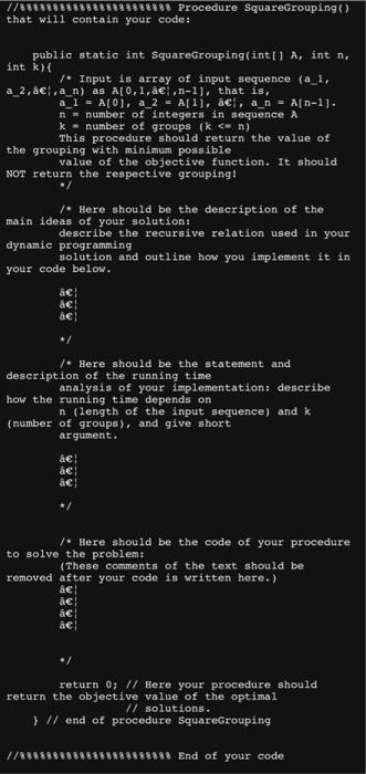 Solved Problem Description The Square Grouping problem is | Chegg.com