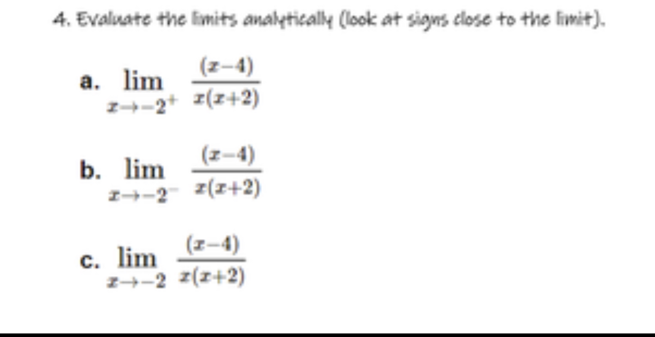 Solved Evaluate the limits analytically (look at signs close | Chegg.com