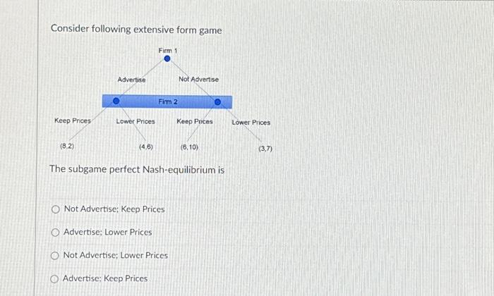 Solved Consider following extensive form game The subgame | Chegg.com Solved Consider following extensive form game The subgame | Chegg.com