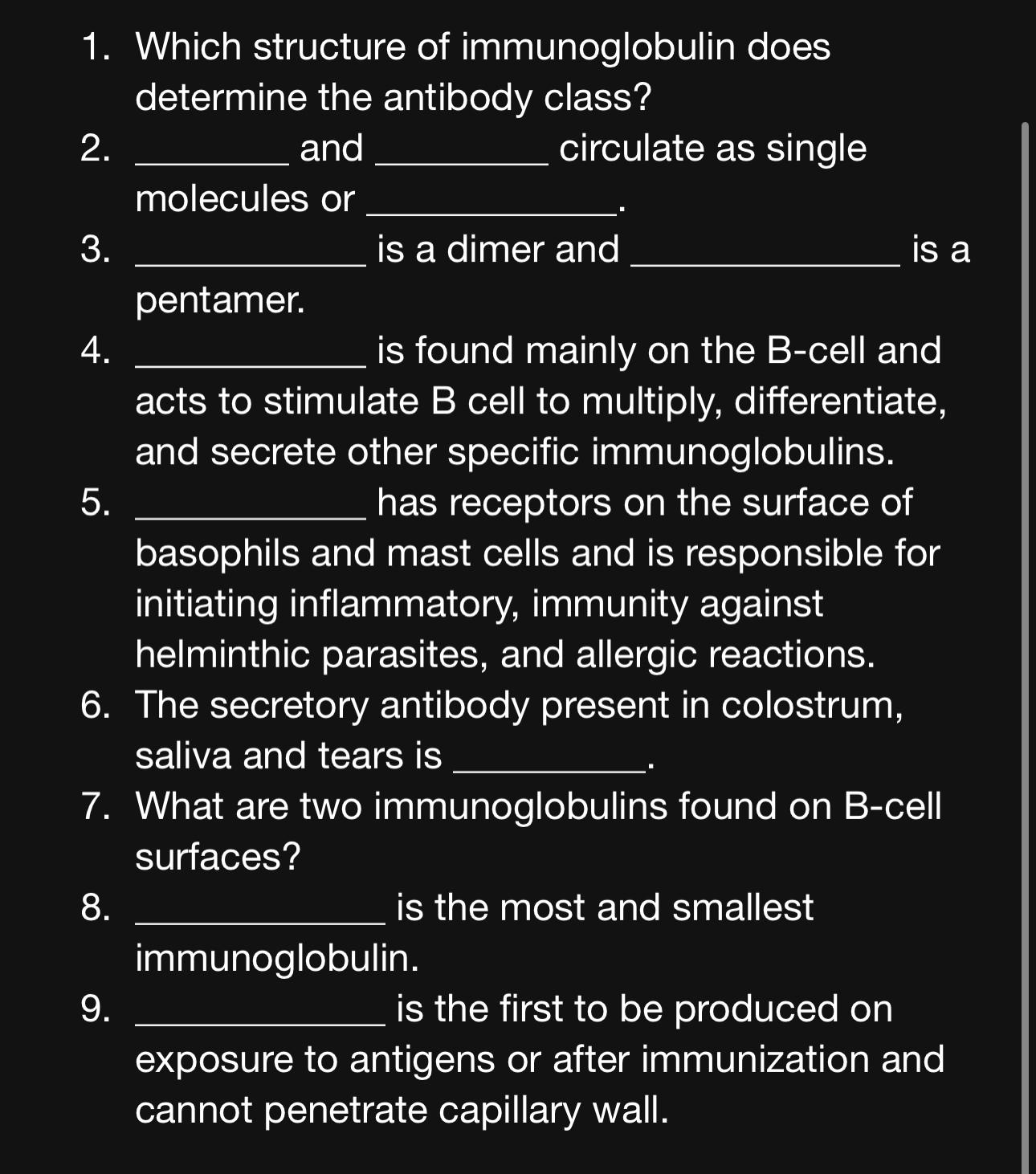 Solved Which structure of immunoglobulin does determine the | Chegg.com